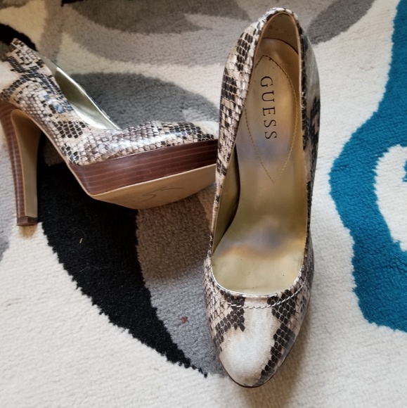 Guess | Shoes | Guess Snake Textured Phatform Heels | Poshmark
